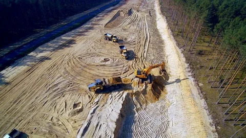 Highway construction with a heavy truck ... | Stock Video | Pond5