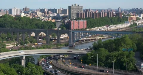 Highway / Freeway bridge & round ramp in... | Stock Video | Pond5