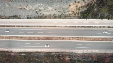 Highway with multiple roads and little c... | Stock Video | Pond5