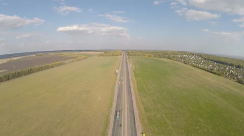 Highway road car top view Route aerial v... | Stock Video | Pond5