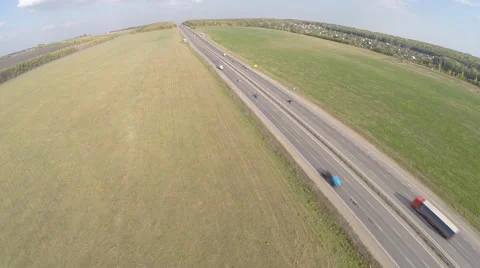 Highway road car top view Route aerial v... | Stock Video | Pond5