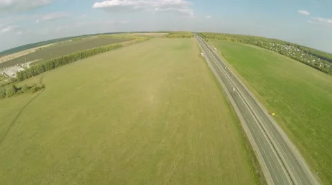 Highway road car top view Route aerial v... | Stock Video | Pond5