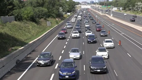 Highway traffic jam and construction gri... | Stock Video | Pond5