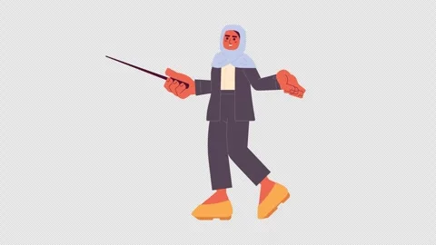 Hijab teacher holding pointer stick 2D c... | Stock Video | Pond5