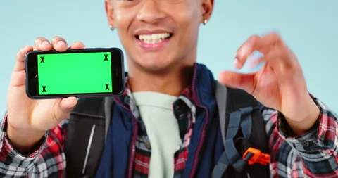 Hiking, green screen and phone with hand... | Stock Video | Pond5