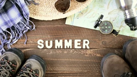 Hiking shoes with topo map and compass o... | Stock Video | Pond5