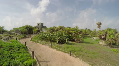 Hiking thru the Mayan Ruins of Tulum Mex... | Stock Video | Pond5