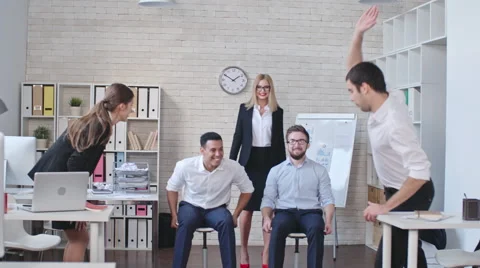 Hilarious Office Competition | Stock Video | Pond5