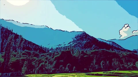 Hill Landscape Loop background with blue... | Stock Video | Pond5
