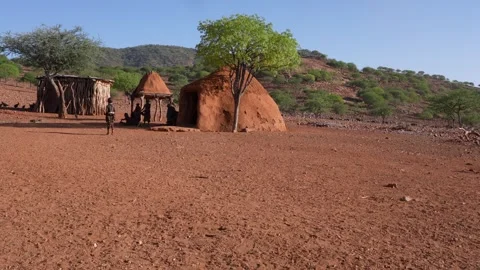 Himba tribe huts in the summer, Namibia | Stock Video | Pond5