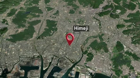 Himeji City Map Zoom (Japan) from Space ... | Stock Video | Pond5