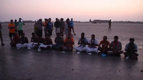 Hindu devotees praying before their holy... | Stock Video | Pond5