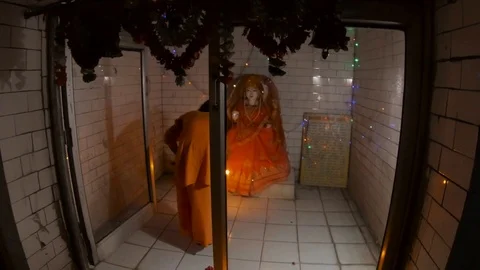 Hindu monk performs night religious ritu... | Stock Video | Pond5