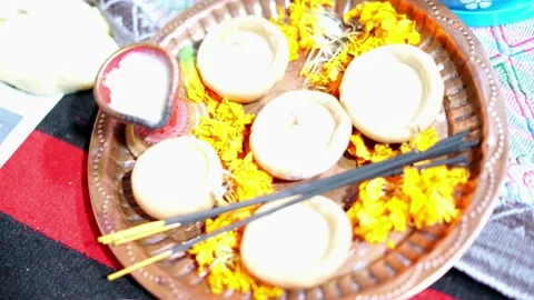 Hindu Puja Rituals Thali With All Puja S... | Stock Video | Pond5