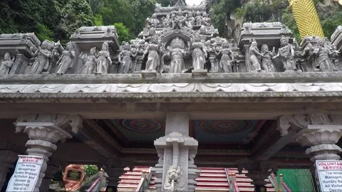 Hindu statues on entrance gate arch at s... | Stock Video | Pond5