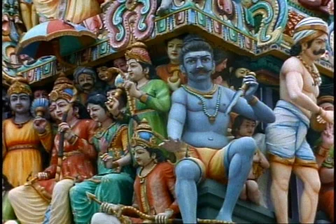 Hindu Temple, colorful gods and goddesse... | Stock Video | Pond5