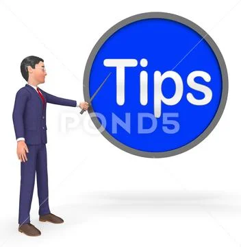 Hint Sign Shows Tip Assistance 3d Rendering: Royalty Free #72483666