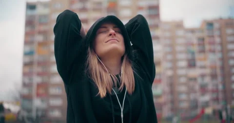 Hip Hop Freestyle Dancer Woman Outdoors ... | Stock Video | Pond5