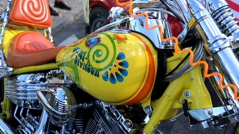 Hippie Harley davidson motorcycle custom... | Stock Video | Pond5