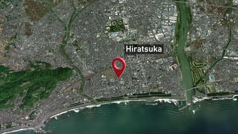 Hiratsuka City Map Zoom (Japan) from Spa... | Stock Video | Pond5