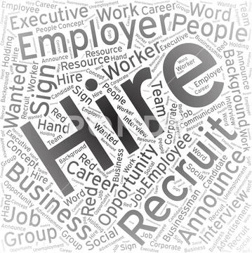 Hire ,Word cloud art background ~ Clip Art #95455979
