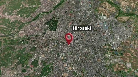 Hirosaki City Map Zoom (Japan) from Spac... | Stock Video | Pond5