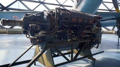 Hispano Suiza 12Z-17 French aircraft eng... | Stock Video | Pond5