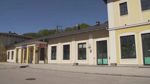 historic Austrian train station with rai... | Stock Video | Pond5