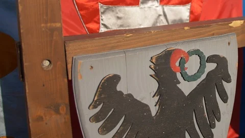Historic medieval flags, symbols and ban... | Stock Video | Pond5