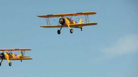 Historic military biplanes boeing stearm... | Stock Video | Pond5