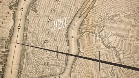 Historic New York map with timeline from... | Stock Video | Pond5
