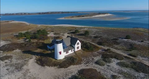 Historic Stage Harbor Lighthouse and Inl... | Stock Video | Pond5