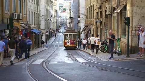 historic tram in Lisbon traditional trol... | Stock Video | Pond5