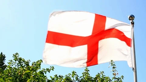 Historical England flag cross on white b... | Stock Video | Pond5