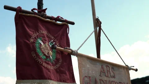 Historical flags of ancient Roman legion... | Stock Video | Pond5