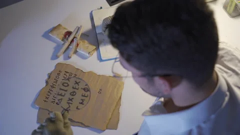 The historical letter written in medieva... | Stock Video | Pond5