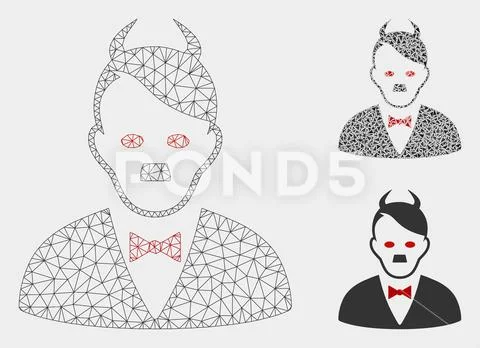 Hitler Devil Vector Mesh 2D Model and Triangle Mosaic Icon: Graphic ...