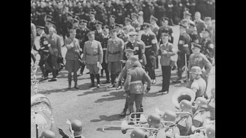 Hitler salutes column of German soldiers | Stock Video | Pond5
