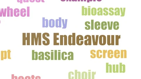 Hms Endeavour Word Cloud Animated On Whi... | Stock Video | Pond5