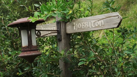 The Hobbiton sign at the entrance of the... | Stock Video | Pond5
