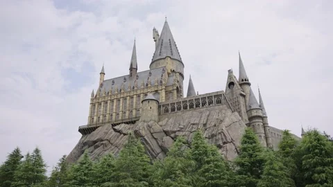 Hogwarts castle at the magical wizarding... | Stock Video | Pond5