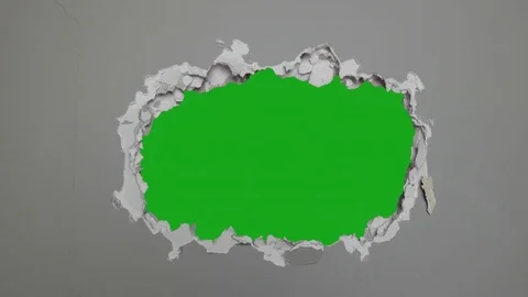 Hole In Wall with chroma, green screen. ... | Stock Video | Pond5
