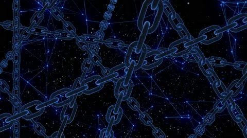 hologram block chain link technology loo... | Stock Video | Pond5