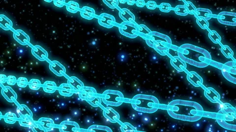 hologram block chain link technology loo... | Stock Video | Pond5
