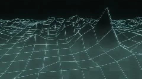 Hologram neon low poly grid landscape an... | Stock Video | Pond5