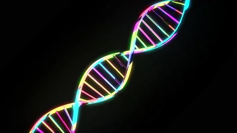 holographic dna rotating animation on bl... | Stock Video | Pond5