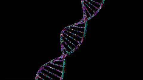 holographic dna rotating animation on bl... | Stock Video | Pond5