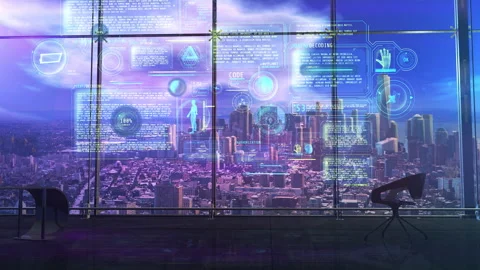 Holographic infographics of decoding in ... | Stock Video | Pond5