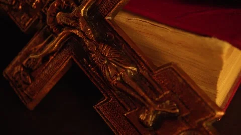 Holy Bible and Christian cross with the ... | Stock Video | Pond5
