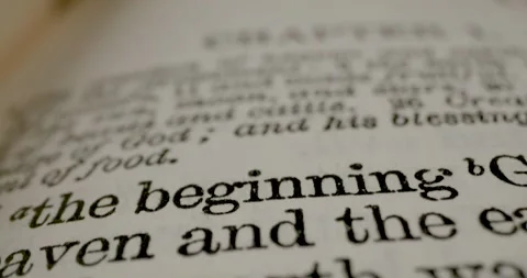 Holy Bible Macro Text In The Beginning G... | Stock Video | Pond5